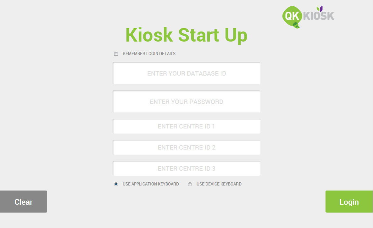 Kiosk Start Up - logging into the Kiosk