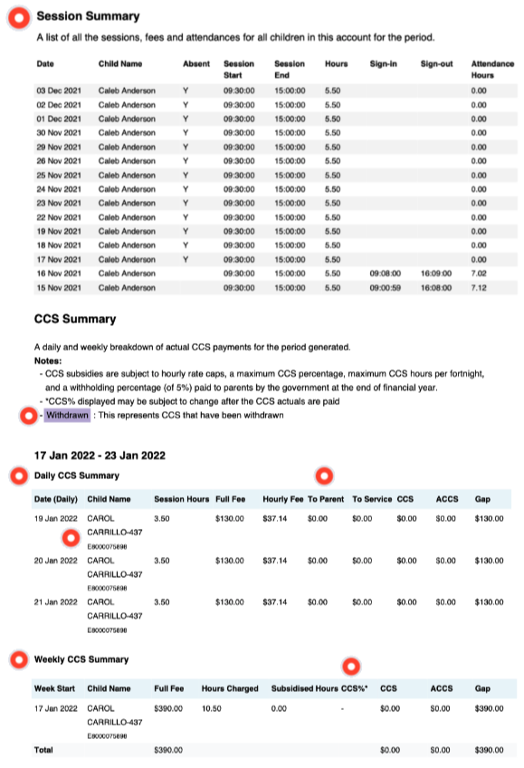 Office: Parent Statements