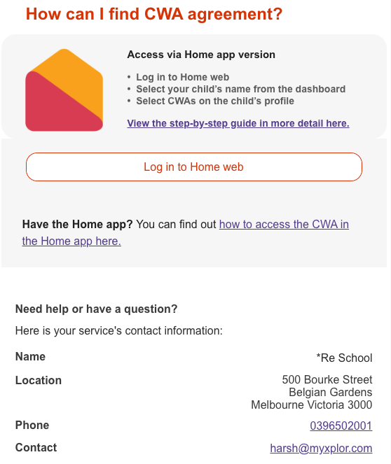 Home: CWA Approval & CCS Enrolment Confirmation